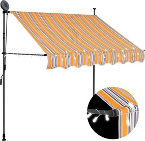 vidaXL Ručně zatahovací markýza s LED světlem 150 cm [145870] Barva: oranžová a hnědá