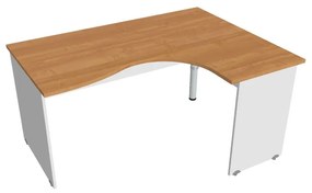 Stůl ergo levý 160*120 cm - Hobis Gate GE 2005 L Dekor stolové desky: olše, Dekor lamino podnože: bílá, Barva nohy: stříbrná