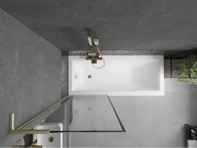 Mexen Next L, 1-křídlová vanová zástěna 70 x 150 cm, 6mm čiré sklo-černý vzor, ​​zlatý matný profil, 895-070-000-03-70-55