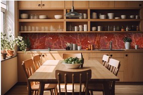 DIMEX | Fototapeta do kuchyně Textura červeného mramoru KI-420-275 | 420 x 60 cm | červená
