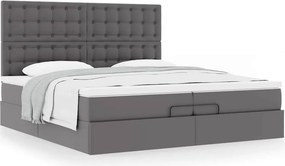 Osmanský rám postele s matrací šedá 200x200cm umělá kůže 3313024