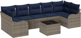 Set pohovek 8 ks 7-Počet míst Šedá polyratan 3345625