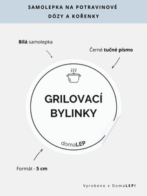 Samolepka na kořenky GRILOVACÍ KOŘENÍ bílá 5 cm tučné písmo