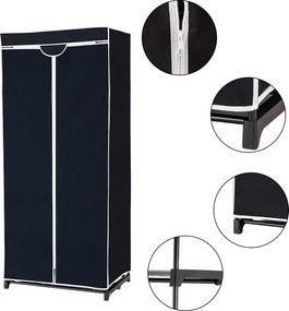 Costway Barevná šatní skříň látková s šatní tyčí – 75 × 50 × 170 cm, černý