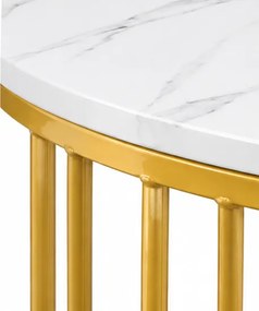 konferenční stolek, sada 2 ks, kulatý, dřevo/kov, průměr 40/60 cm, výška 37/45 cm, zlatá/mramor Dekorino KS20260014