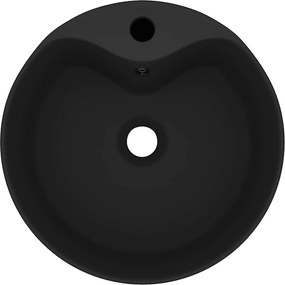 Luxusní umyvadlo s přepadem matné černé 36 x 13 cm keramické 147041