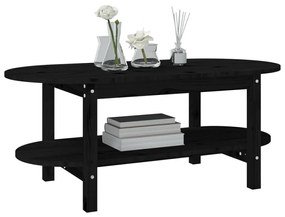 Konferenční stolek černý 80 x 45 x 45 cm masivní borové dřevo - Default Title
