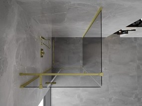 Mexen Mist HT, sprchový kout s výklopnými dveřmi levý 90 x 90 cm, čiré sklo, zlatá matná, 8A5T-090-090-55-00-L