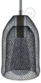 creative cables Kovové klecové stínidlo Ghostbell s objímkou E27 Barva komponentu: Černá-Chromovaná