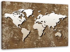 Obraz na plátně Abstrakce mapy světa hnědá - 100x70 cm