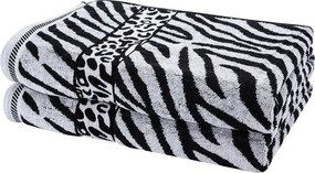 Sada 2 ks žakárových osušek ZEBRA šedá 70 x 140 cm