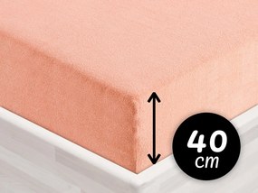 Froté napínací prostěradlo na extra vysokou matraci FR-005 Světle broskvové 180 x 200 - výška 40 cm