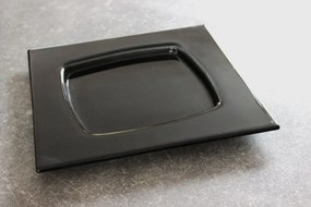 BDK-GLASS Skleněný tmavě šedý tác s excentrickým středem
