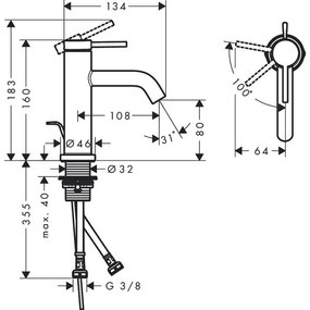 Hansgrohe Tecturis S Umyvadlová baterie, CoolStart, s výpustí-táhlo, chrom 73302000