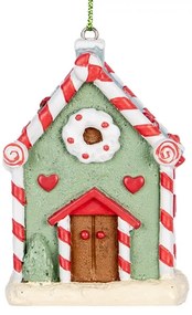 Zelená závěsná dekorace perníková chaloupka Candy - 6*4*8 cm
