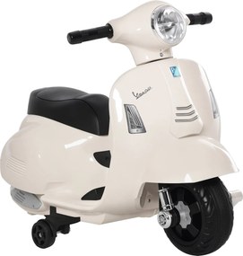 HOMCOM Dětská elektrická motorka Vespa s LED světlem, zvukem, elektrická motorka pro děti 18-36 měsíců Bílá | Aosom