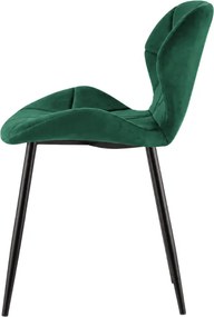 Jídelní židle MANGO VELVET s černými nohami, tmavě zelená