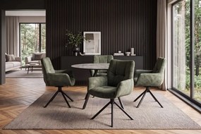 Designová otočná židle Vondila zelený samet