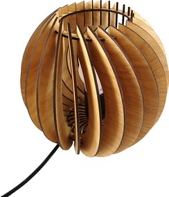 AMADEA Dřevěná stolní lampička kulatá, masivní dřevo, rozměr 22 cm, český výrobek