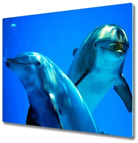 Skleněná krájecí deska Dva delfíni 60x52 cm