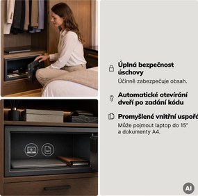Hotelový trezor elektronický s kódovým zámkem, na notebook 15″ a dokumenty, 200 x420x370 mm: ALFRED