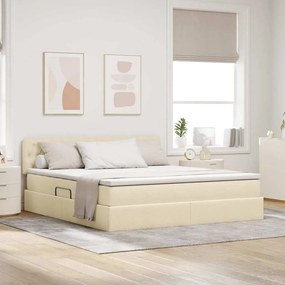 Postel s úložným prostorem a matrací Krémová 160 x 200 cm Samet 3370585