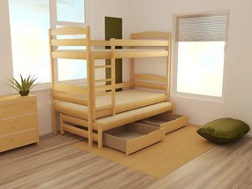 Patrová postel s výsuvnou přistýlkou PPV 009 90 x 200 cm - přírodní