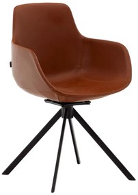 Hnědá koženková otočná konferenční židle Kave Home Tissiana II.