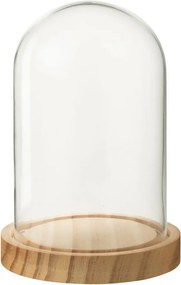 Přírodní dřevěný podnos se skleněným poklopem Bell Jar S - Ø 11*16 cm