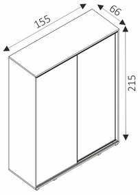 MARIDEX SKŘÍNĚ Šatní skříň - PENELOPA 155 se zrcadlem, matná bílá