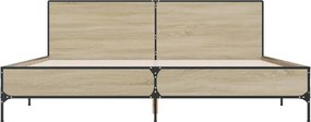Rám postele dub sonoma 200 x 200 cm kompozitní dřevo a kov 3280018