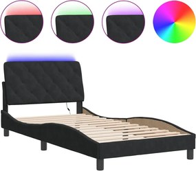 Rám postele s LED bez matrace černý 100 x 200 cm samet 3213839