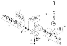 GROHE 23141000 - Vanová baterie EUROCUBE DN 15 lesklý chrom