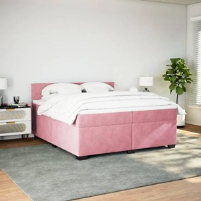 Box spring postel s matrací růžová 200x200 cm samet 3286407