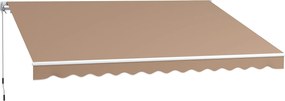 Outsunny Ručně Sklačovací Markýza 350 cm x 250 cm pro Balkon s Kovovým Kličkou Voděodolná a Ochrana proti UV Záření Externí Rolovací Markýza pro Zahra
