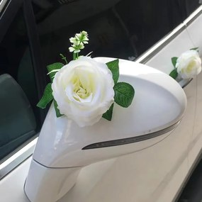 Camerazar Sada krémových růží 6 ks svatební dekorace na auto umělé