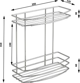 Aqualine, Chrom LINE drátěná police dvojitá, chrom, 37014