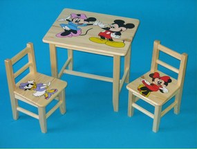SLEVA 1 - Dětský dřevěný stůl se židlemi 60x50 cm - Mickey Mouse