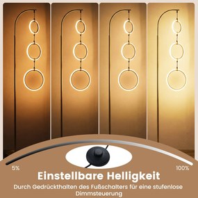 Costway 3 stojací lampa Flammig LED na čtení s 3 závěsnými kroužky a nožním