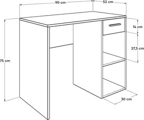 Psací stůl Cesma 90 cm bílý