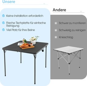 Costway Skládací stůl pro kempování Přenosný piknikový s rukojetí Lehký venkovní