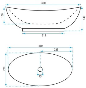 REA-U6802 - Umyvadlo na desku KATE 27x45 cm keramika/lesklá bílá