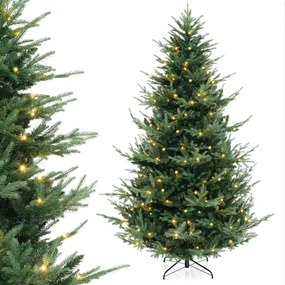 Costway 240 cm umělý vánoční stromek s 450 teplými bílými LED světly Vánoční
