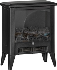 HOMCOM elektrický krb s realistickým ohnivým efektem, ochrana proti přehřátí a nízká hlučnost, 1800W, černý
