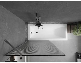 Mexen Next, 1-křídlová vanová zástěna 90 x 150 cm, 6mm sklo Ribs, broušená grafitová, 895-090-000-00-09-66