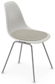 Výprodej Vitra designové židle DSX (bílá skořepina, čalouněný sedák látka kat. Hopsak Warm Grey/ Ivory, podnož pochromovaná, klu