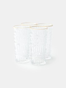 Sinsay - Sada strukturovaných sklenic se zlatým okrajem 4 pack - clear
