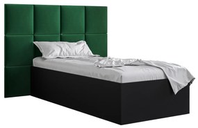 Jednolůžková postel s čalouněným čelem 90 cm Brittany 4 (černá matná + zelená) (s roštem). 1046027