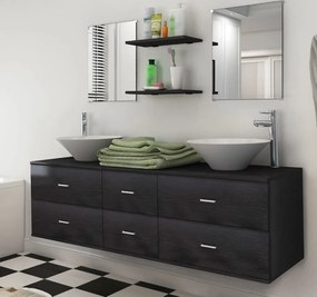 vidaXL 7dílný koupelnový nábytek s umyvadlem [272232] Barva: Černá