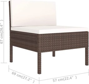 6dílná zahradní sedací souprava s poduškami polyratan hnědá 3056961